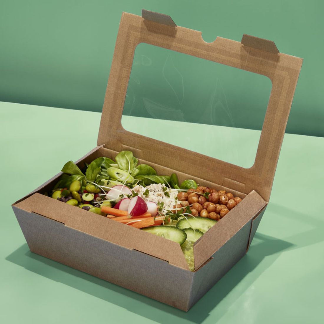 Takeaway Food : Large Vented Hot Box Brown Kraft with PET ...