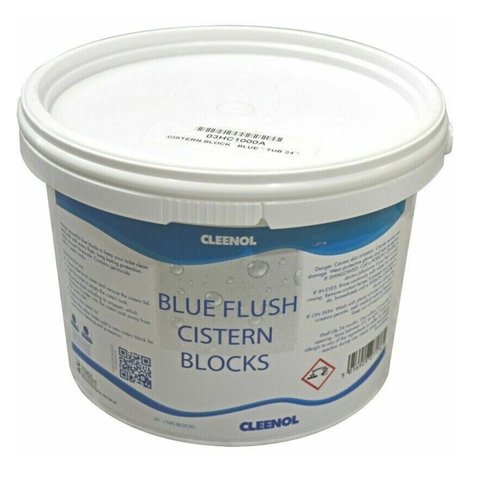 Washroom Cleaning : Blue Flush Cistern Blocks - Tub of 24