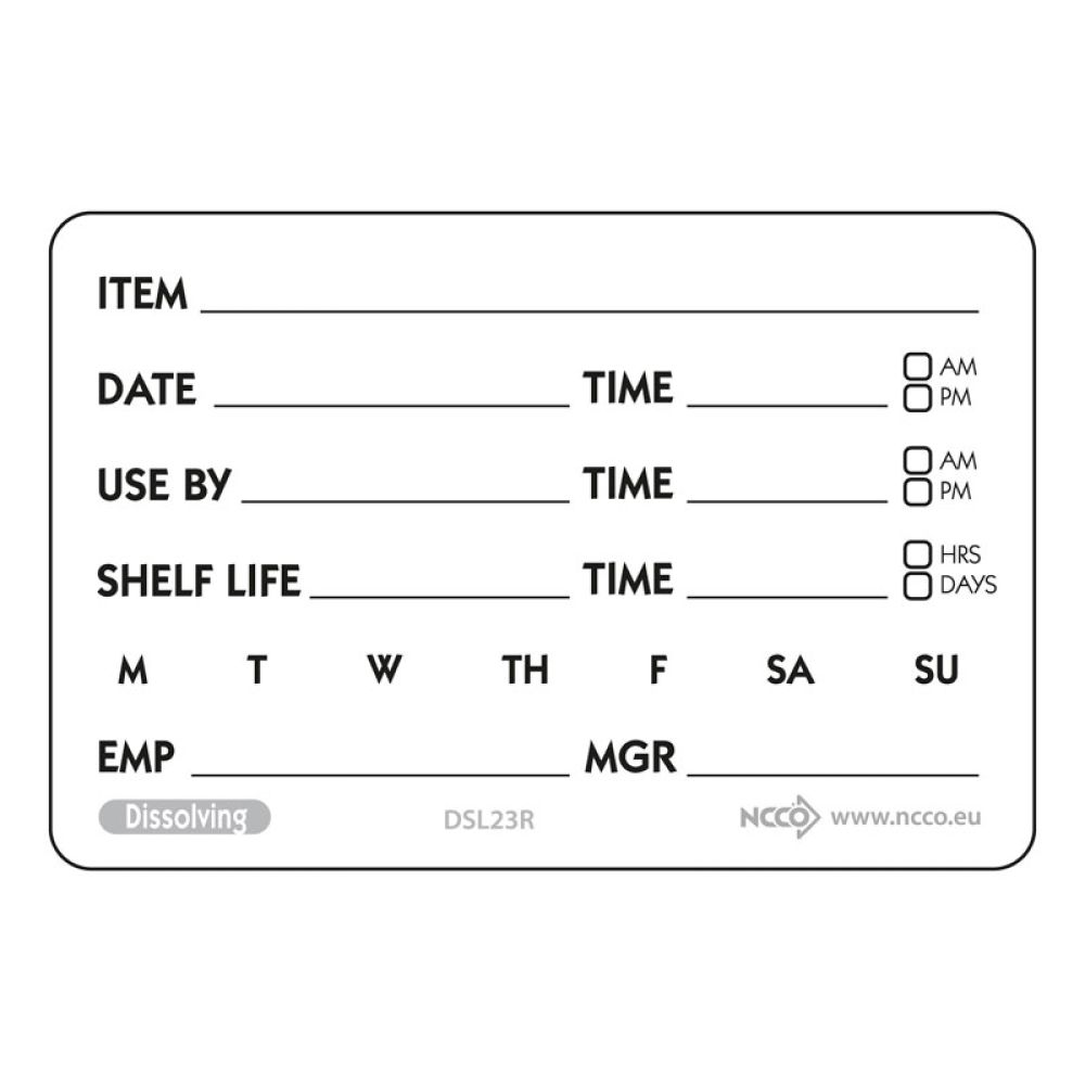 Food Labels : White Dissolving Shelf Life Label 50mm x 75mm ...