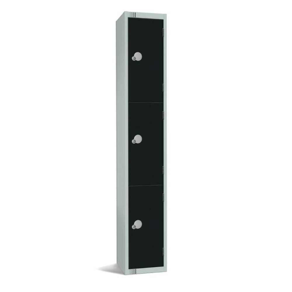 Lockers : Elite Three Door Coin Return Locker Black